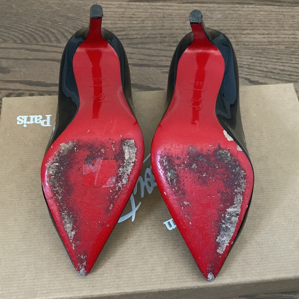 Louboutin Pigalle Black Patent Leather Red Bottom Sho… - Gem